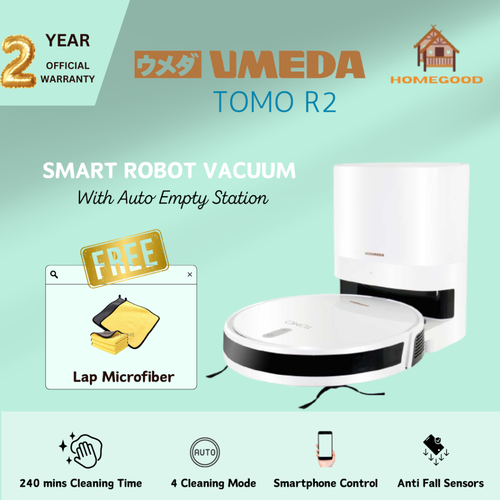 Jual Umeda Tomo R2 Robot Vacuum Cleaner Mop + Auto Empty Station (Sapu ...