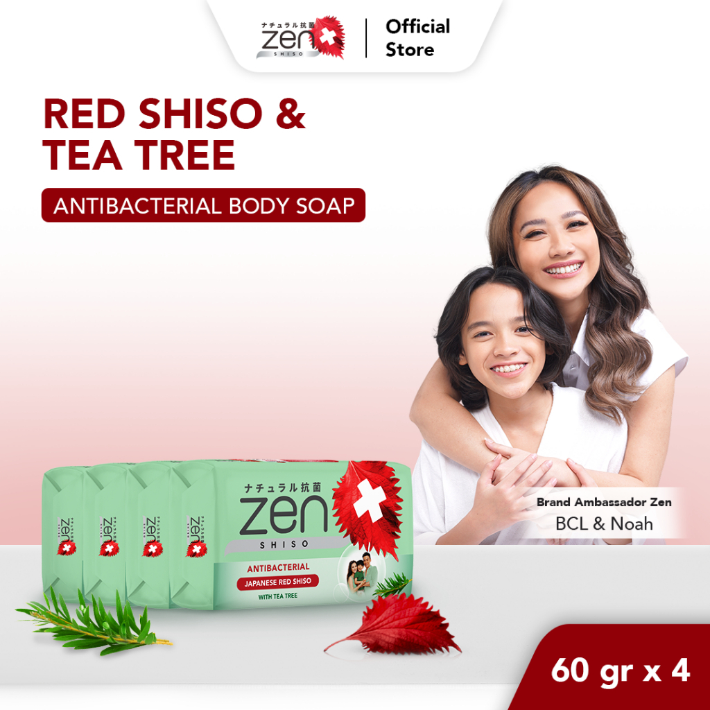 Jual Zen Antibacterial Bar Soap Shiso & Tea Tree 70gr 1pack (isi 3 pcs ...