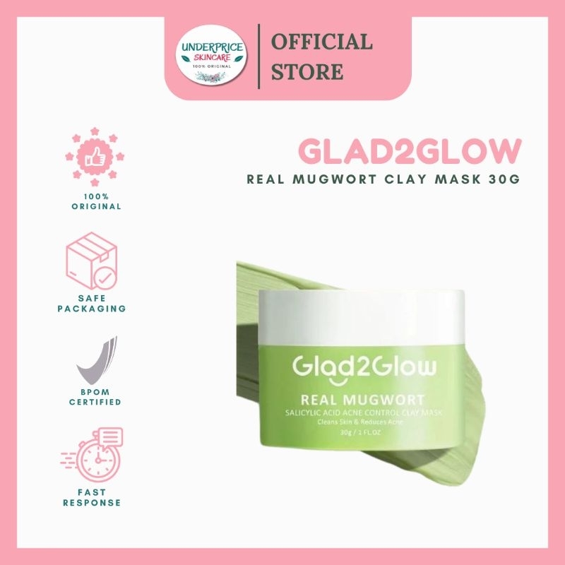 Jual Glad2Glow Real Mugwort Clay Mask 30g | Shopee Indonesia