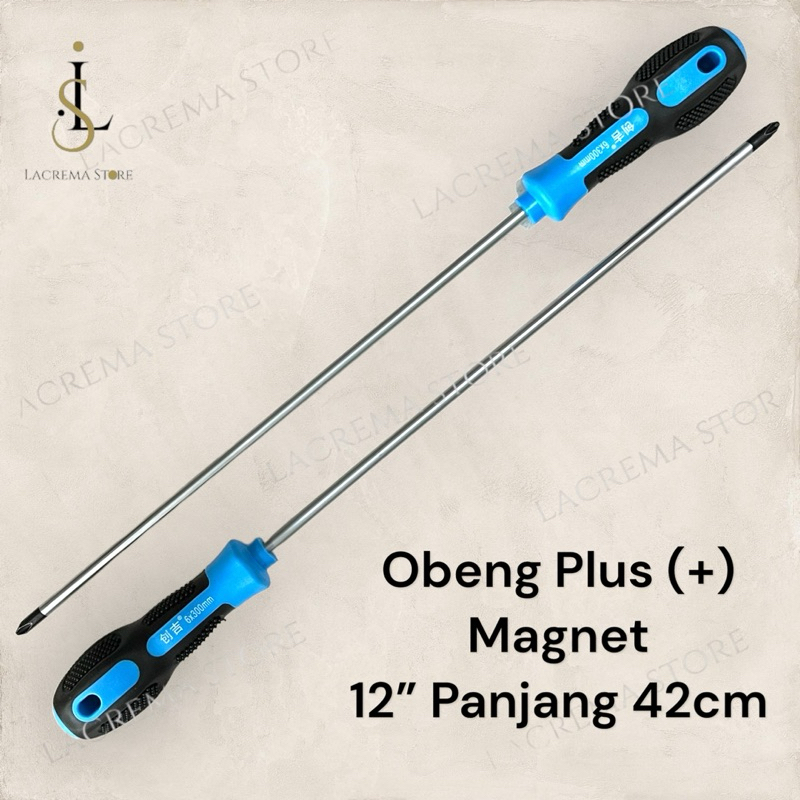 Jual OBENG PANJANG MAGNET PLUS + GAGANG KARET 12 INCH BIRU | Shopee ...