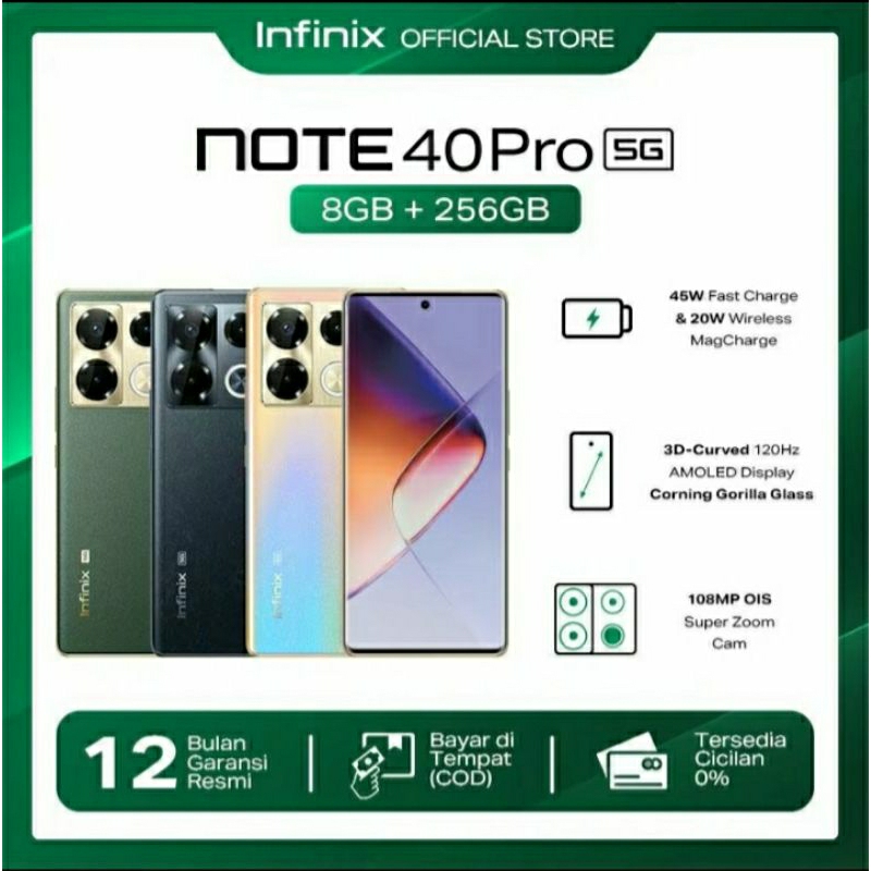 Jual Infinix Note 40 Pro 5G 8/256GB garansi resmi no repack | Shopee Indonesia