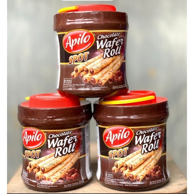Jual Apilo Spot Wafer Roll Coklat Toples 500gr | Shopee Indonesia