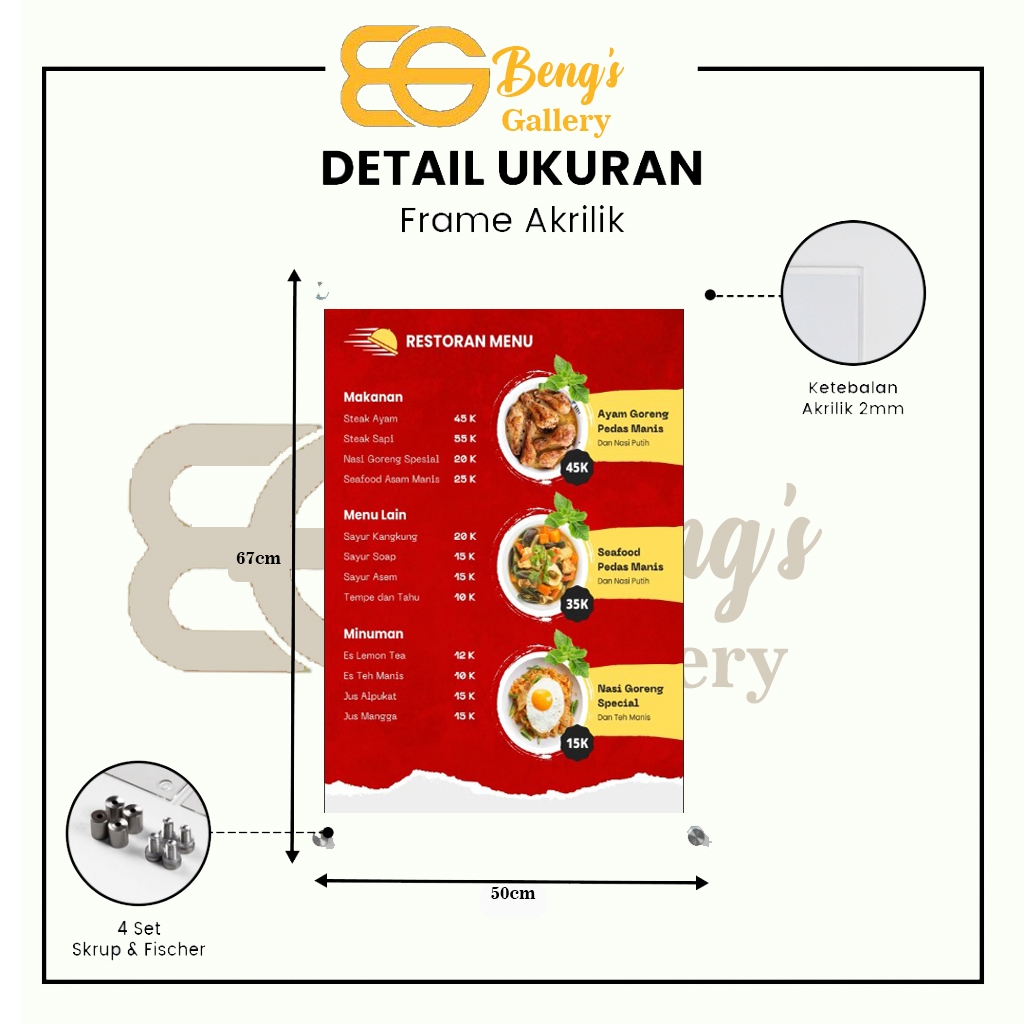 Jual Frame Bingkai Display Poster Akrilik Menu Dinding - Ukuran A2 ...