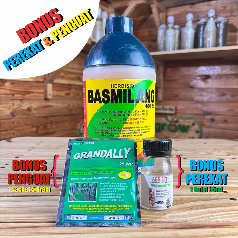 Jual BASMILANG 486 SL 1 Liter Herbisda Sistemik BONUS Perekat & Penguat ...