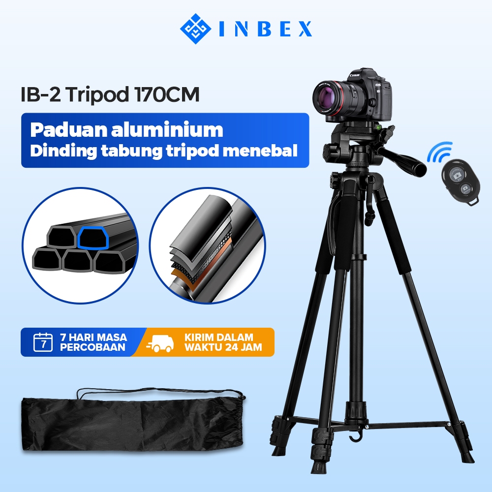 Jual [LIVE]INBEX IB-2 Tripod Kamera Hp Bluetooth Remote Tripot Tebal dan stabil 170cm | Shopee ...