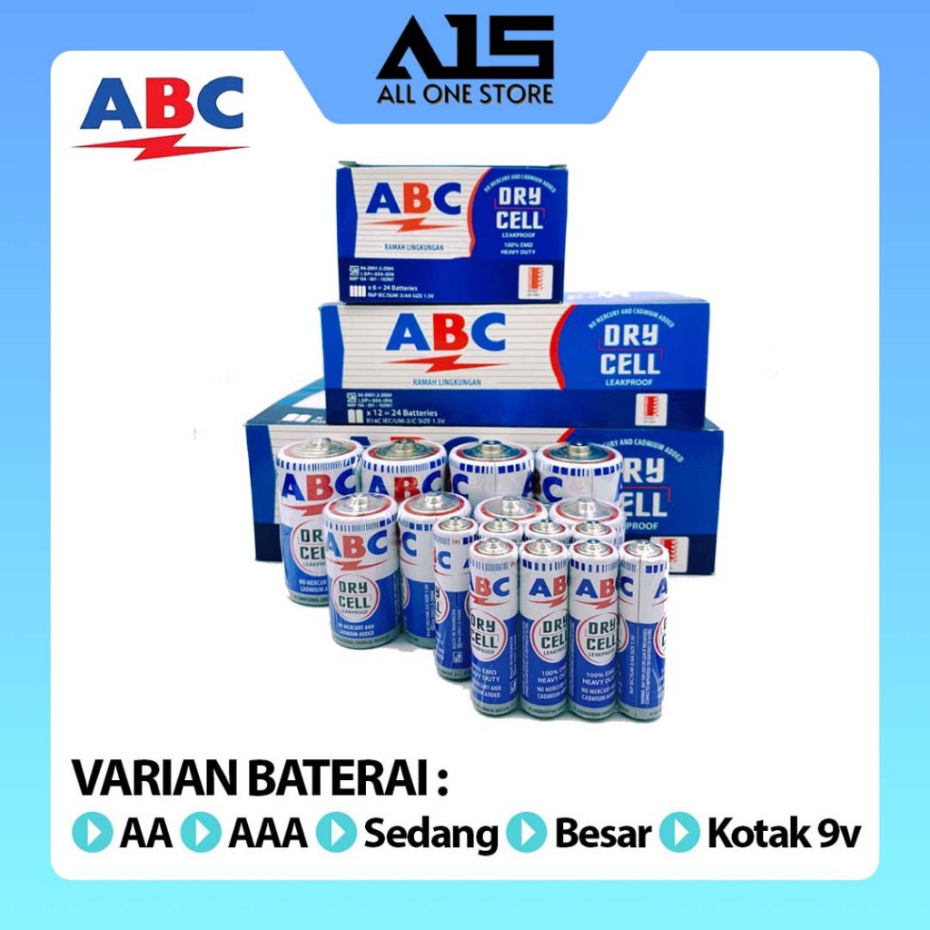 Jual Baterai ABC / Battery ABC AA / AAA / Sedang / Besar / Kotak 9V ...