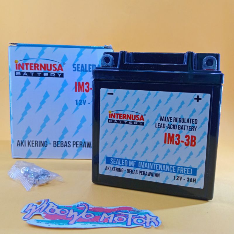 Jual AKI ACCU MOTOR BATTERY KERING YB3LB IM3-3B 12V 3A INTERNUSA RXK RX ...