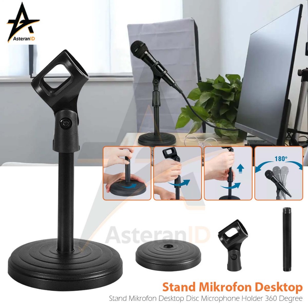 Jual Stand Mikrofon Desktop Disc Microphone Adjustable Height | Shopee ...