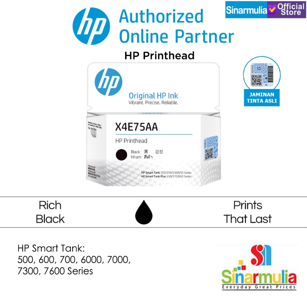 Jual HP X4E75A Black Inktank Printhead | Shopee Indonesia
