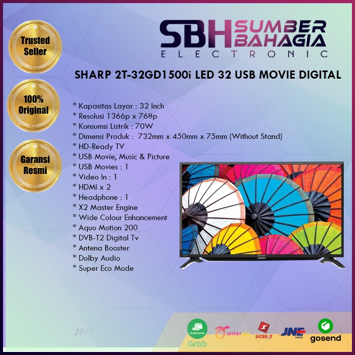 Jual SHARP 2T-32GD1500i LED 32 USB MOVIE DIGITAL (NEW) (KHUSUS BANDUNG ...
