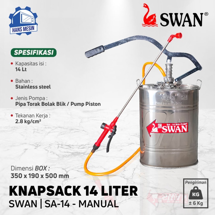 Jual Alat Semprot Hama Pertanian KNAPSACK SPRAYER 14 LITER SWAN SA-14 ...