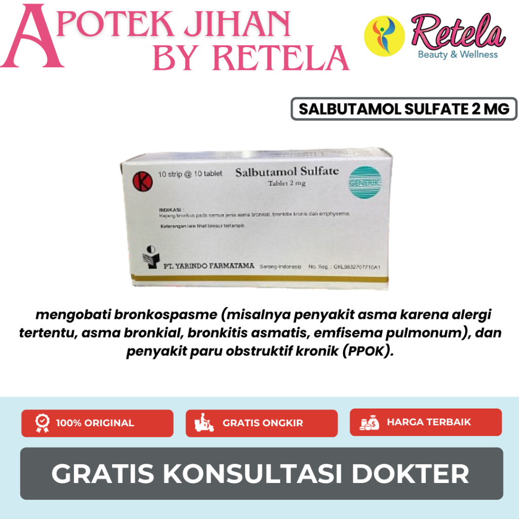 Jual Salbutamol 2Mg 1 Box 100 TABLET (Gen-Yarindo) | Shopee Indonesia