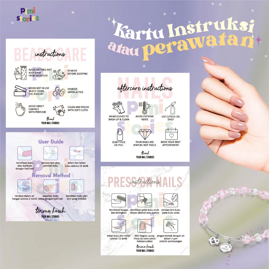 Jual AFTER CARE INSTRUCTION ⚫ KARTU PERAWATAN ⚫ NAIL ART ⚫ BEADS GELANG KALUNG CINCIN MANIK ...