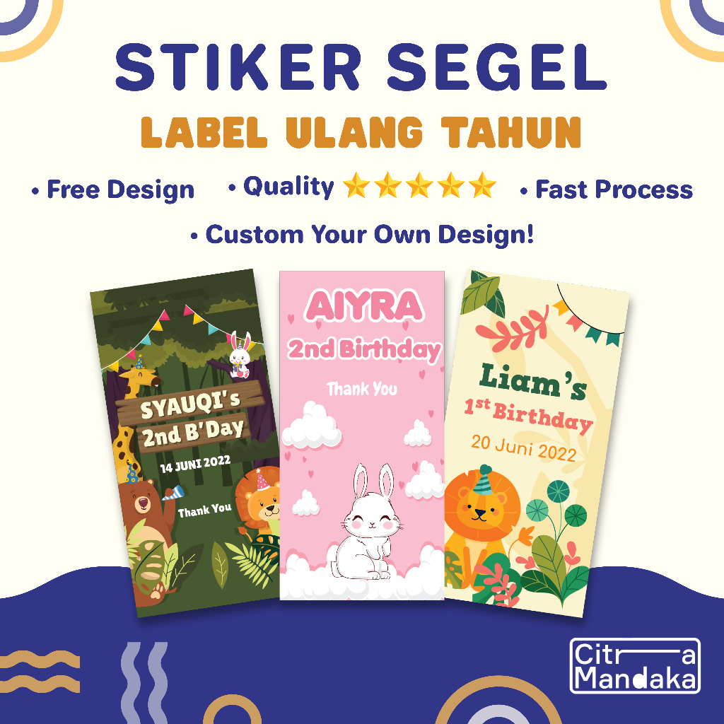 Jual Stiker Segel Box Packaging Hampers Ulang Tahun Anak Custom Label ...