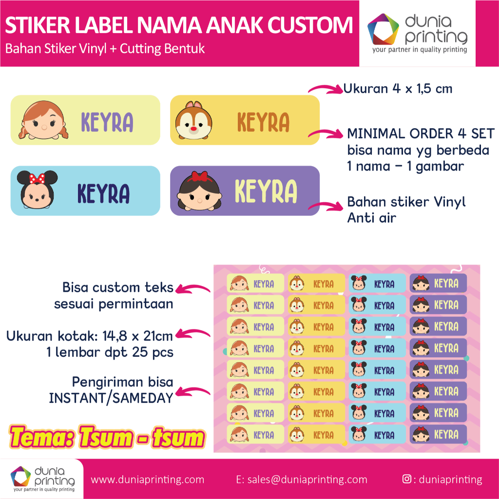 Jual Stiker Label custom Nama A5 - stiker buku, stiker kotak makan ...