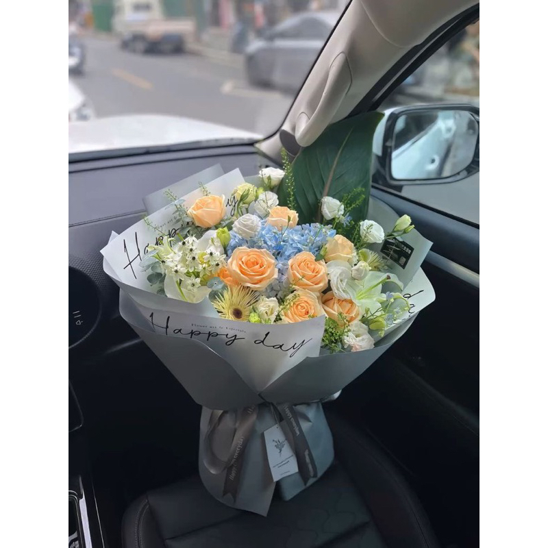 Jual peachies bouquets bucket buket bunga segar fresh hydrangea siap ...
