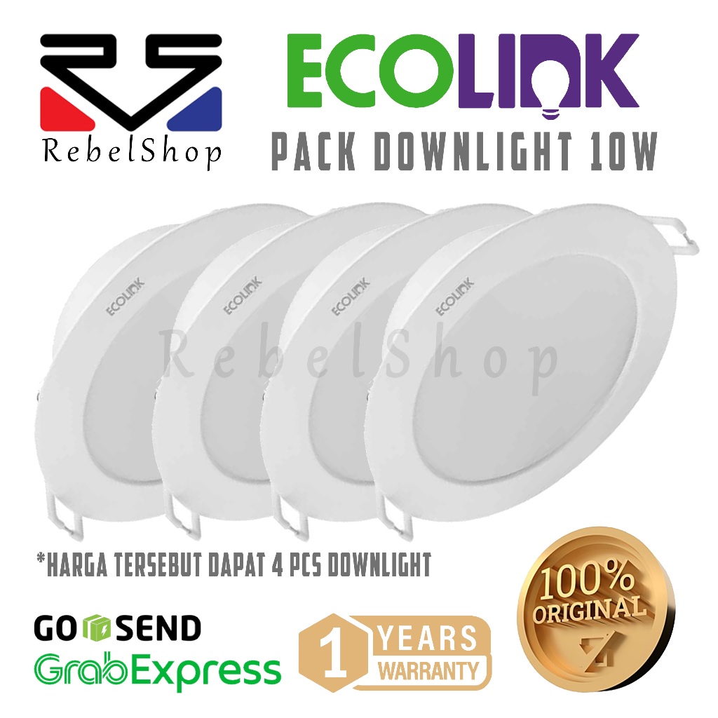 Jual Lampu Ecolink 3 Free 1 Downlight LED Multipack 10 Watt Putih Bulat ...
