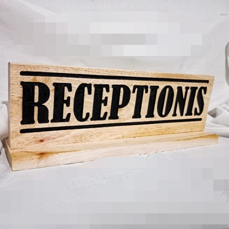 Jual Signboard Papan nama meja RESEPTIONIS ukir kayu | Shopee Indonesia
