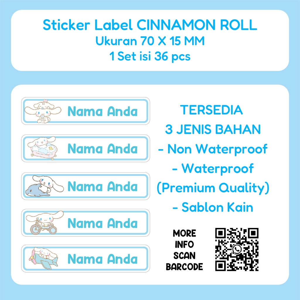 Jual LABEL NAMA CINNAMON ROLL CUSTOM 70 X 15 MM | Shopee Indonesia