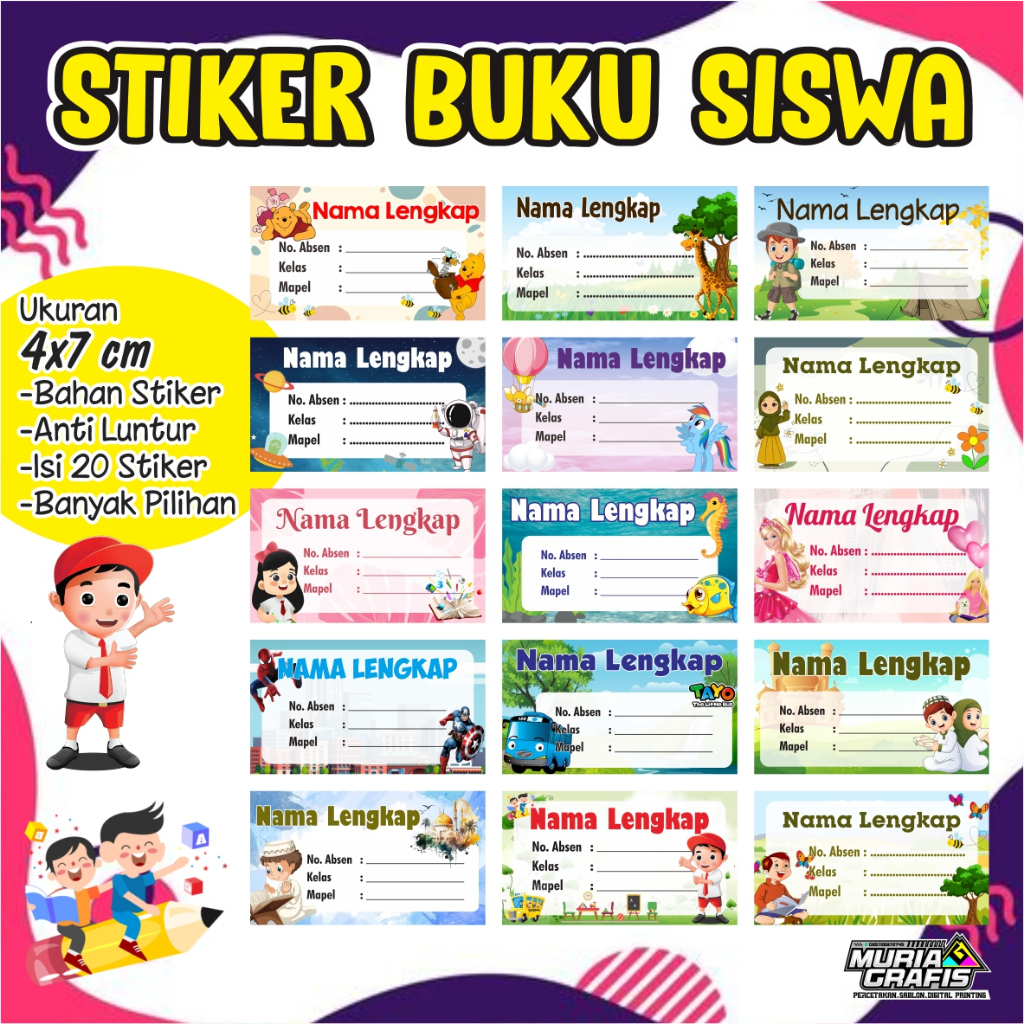 Jual STIKER BUKU SISWA MATA PELAJARAN ISI 20 PCS - STIKER ANAK - STIKER ...