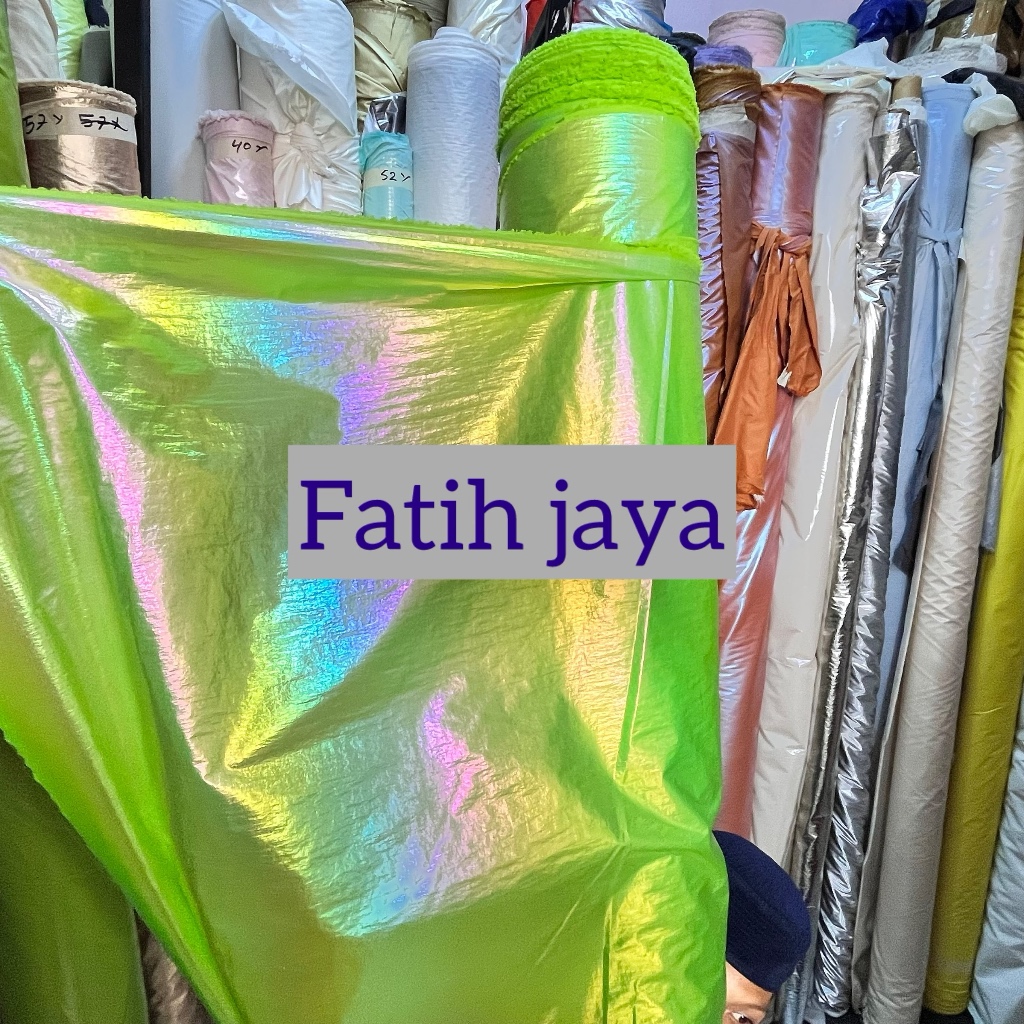 Jual Fatih Jaya Kain parasut cringkel kusut Warna ijo setabilo Hologram ...