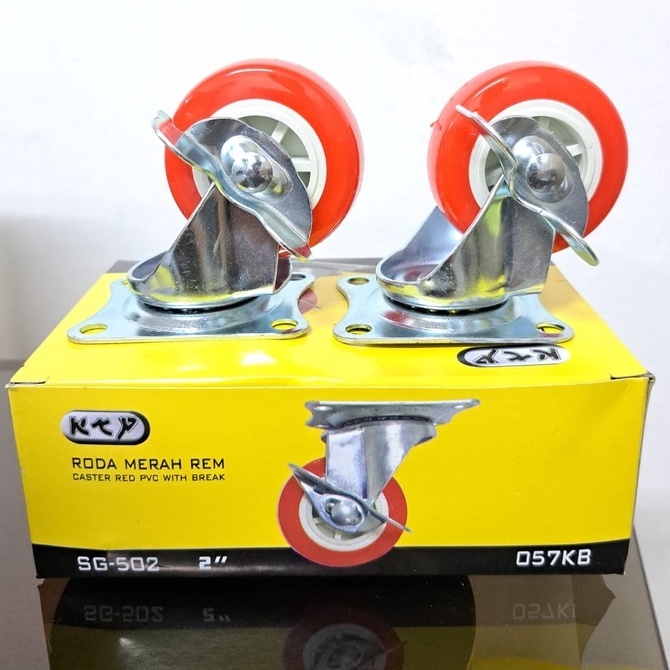 Jual RODA PVC CASTOR REM 2 INCH SWIVEL BRAKE MERAH 50 MM | Shopee Indonesia