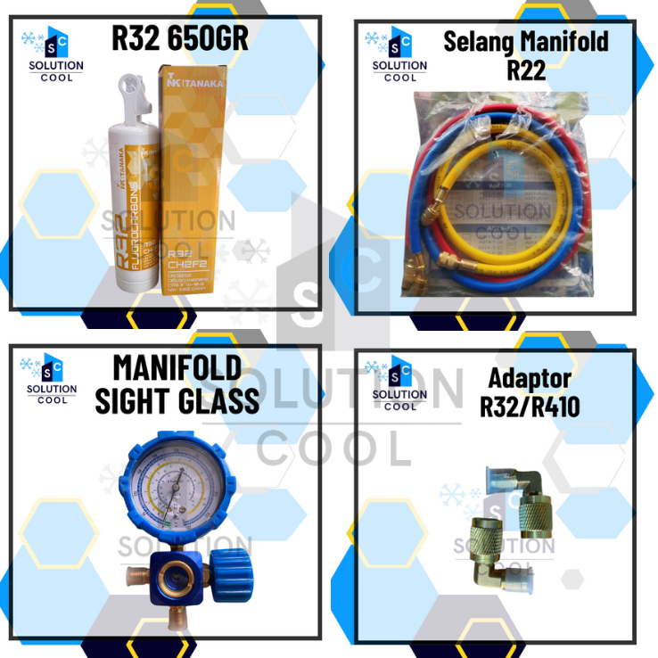 Jual Paket Pengisian AC R32 Manifold Multi Sight Glass 500 psi | Shopee ...