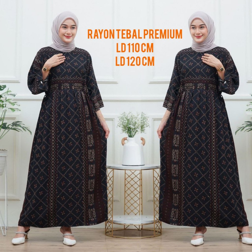 Jual Daster Gamis Rayon Kekinian Lengan 3/4 Busui LD 110 - 120 Murah By ...