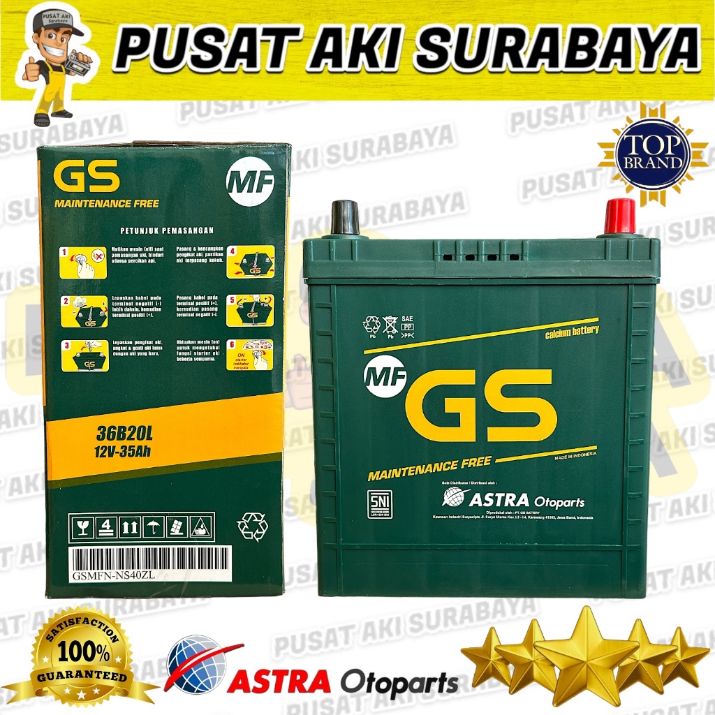 Jual AKI KERING GS ASTRA MF NS40ZL 36B20L MAINTENANCE FREE MOBIL GRAND LIVINA DATSUN GO BRIO ...