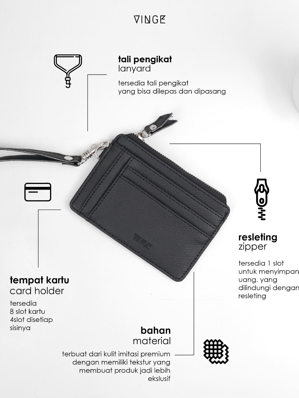 Jual VINGE - Dompet Kartu Card Holder 8 Slot - Folke Black | Shopee ...