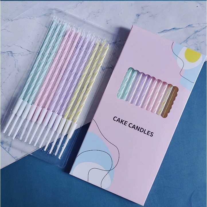 Jual Lilin Ulang Tahun Ulir Lurus Mix Pastel Per Box | Shopee Indonesia