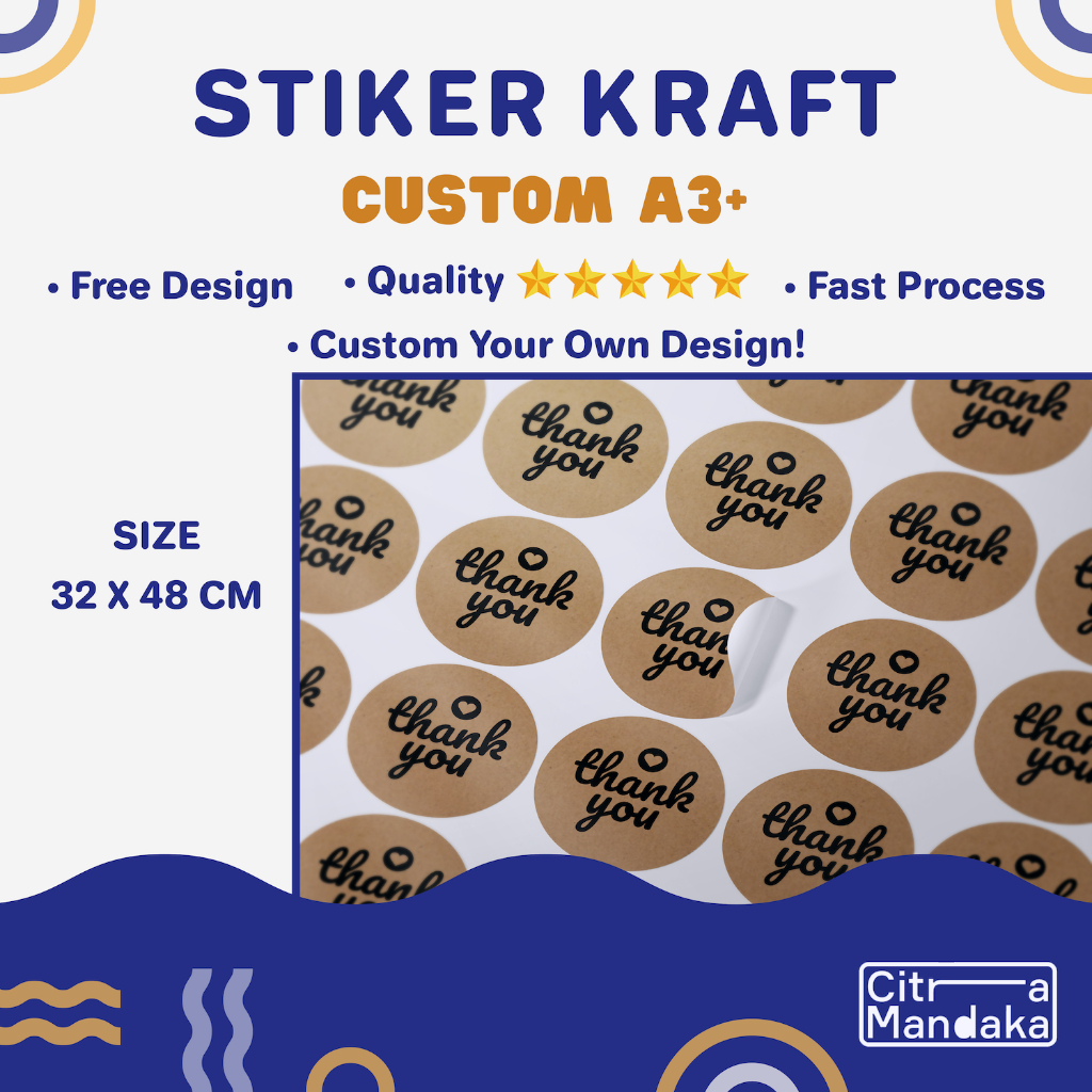 Jual Cetak Stiker Kraft Custom A3 Logo Print Sticker Jualan Label ...