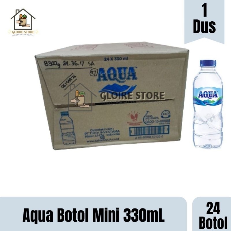 Jual AQUA Botol Mini 1 DUS 24 x 330mL (SA/Y.U) | Shopee Indonesia