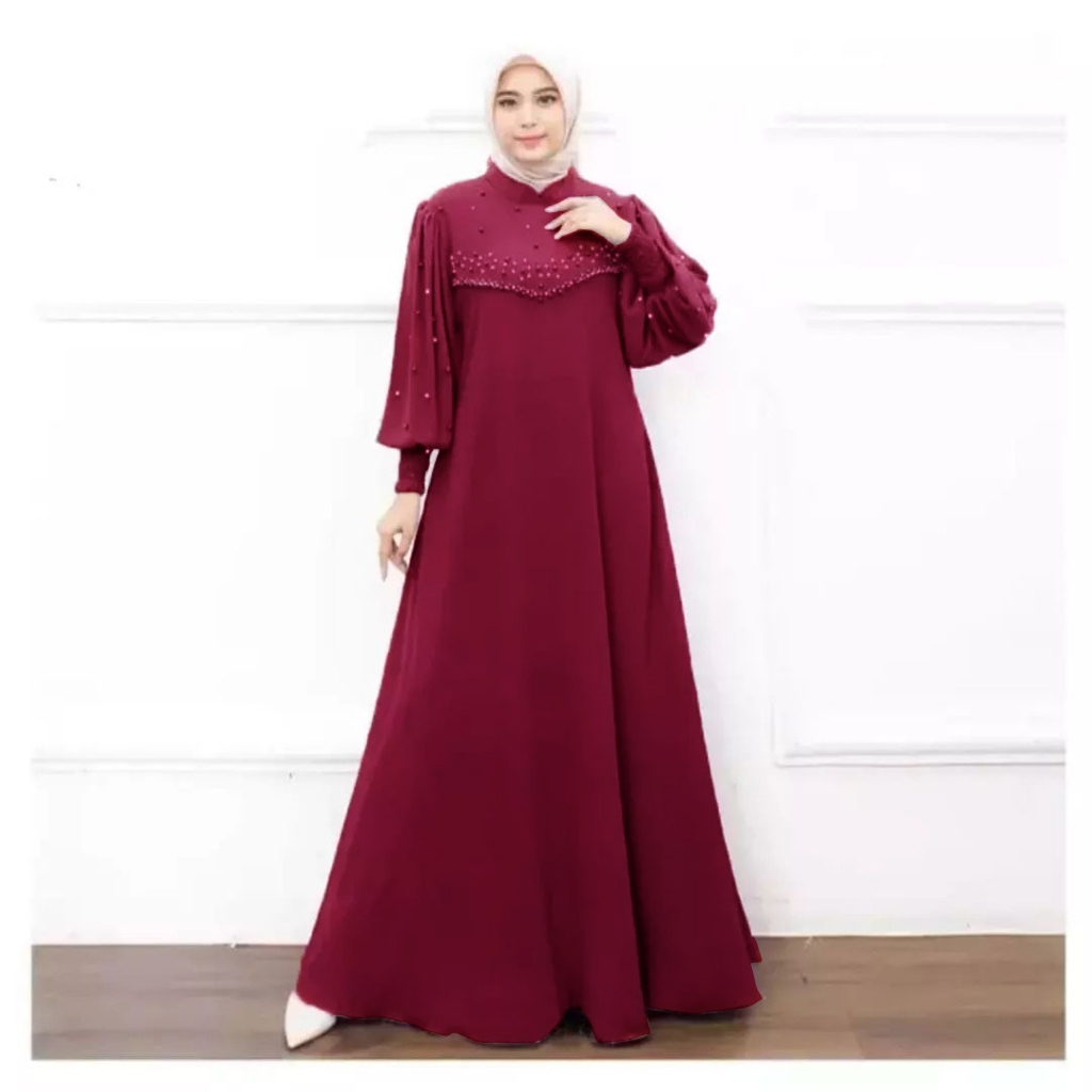 Jual Luna Dress / Gamis Crinkle Airflow Premium / Dress Payet Mutiara ...
