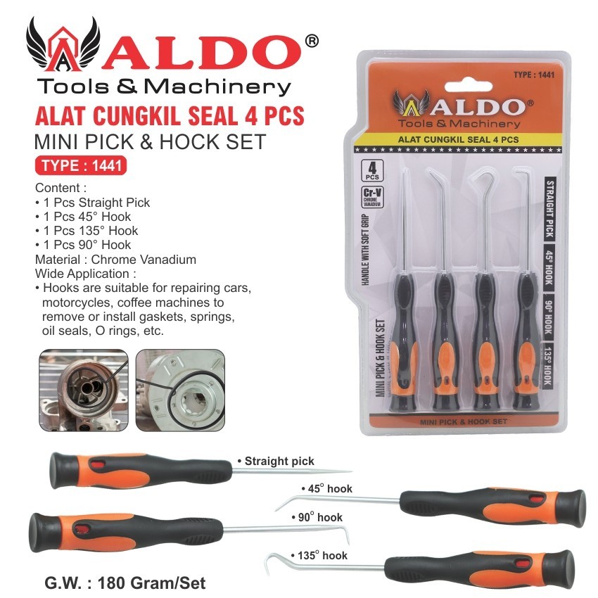 Jual ALAT CUNGKIL SEAL 4 PCS TYPE : 1441 / MINI PICK & HOCK SET / OBENG ...