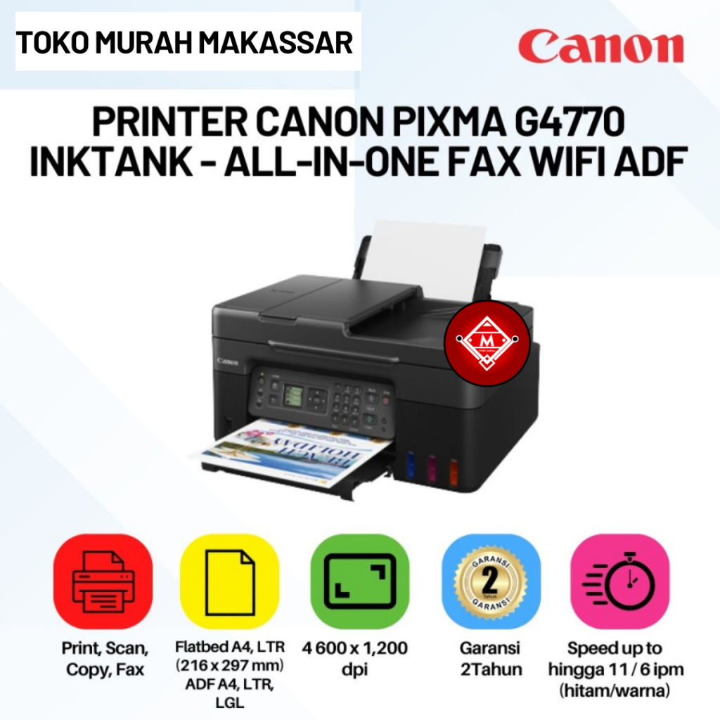 Jual Printer Pixma Canon G4770 InkTank All in One Fax WiFi ADF / PRI24 ...