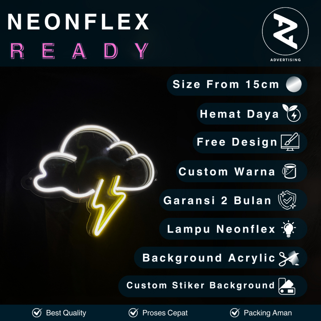 Jual NEON FLEX SIGN AWAN PETIR TANPA PRE ORDER / PRODUK READY | Shopee ...