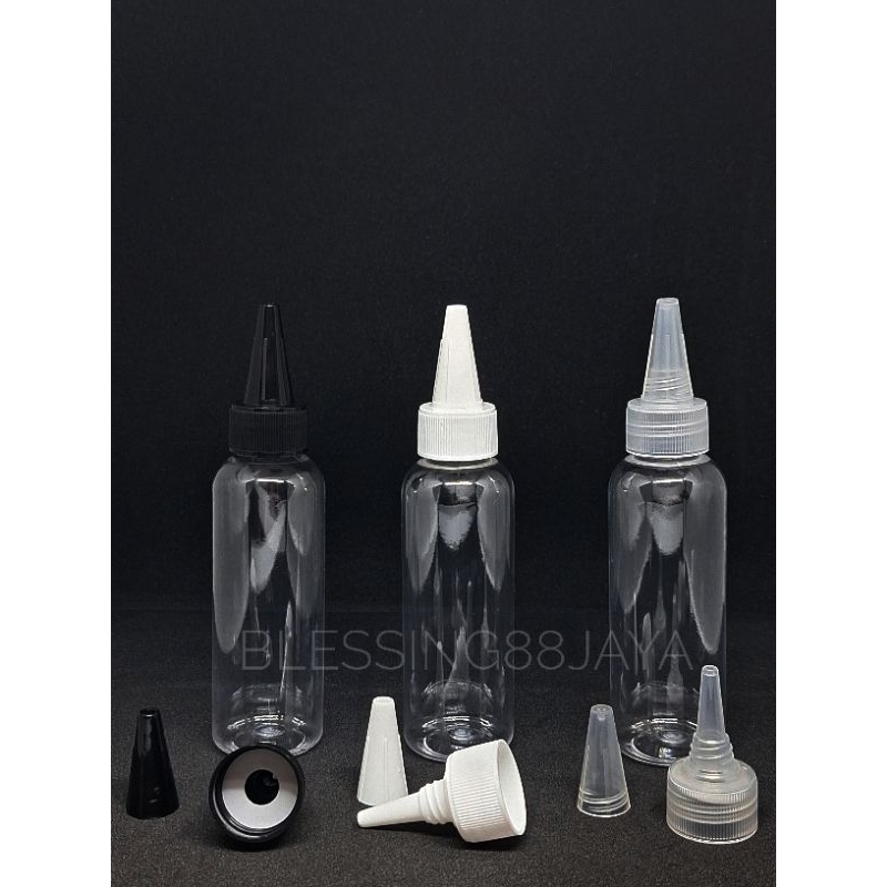 Jual Botol Tinta 100 ml / Botol Tutup Kerucut 100 ml / Botol PET BR 100 ml + Tutup Kerucut ...