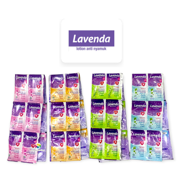 Jual Lavenda Lotion Anti Nyamuk 8ml × 12 Sachet Efektif Tahan Lama ...