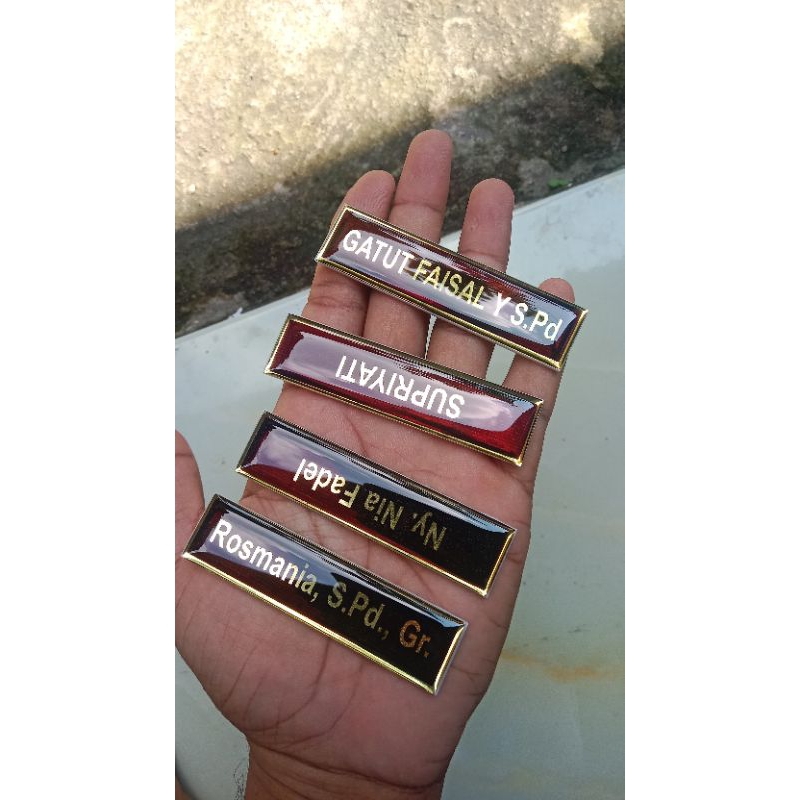 Jual Nama Dada Premium Lapis Resin (GOLD ASLI)/Name Tag/Nametag/Papan ...