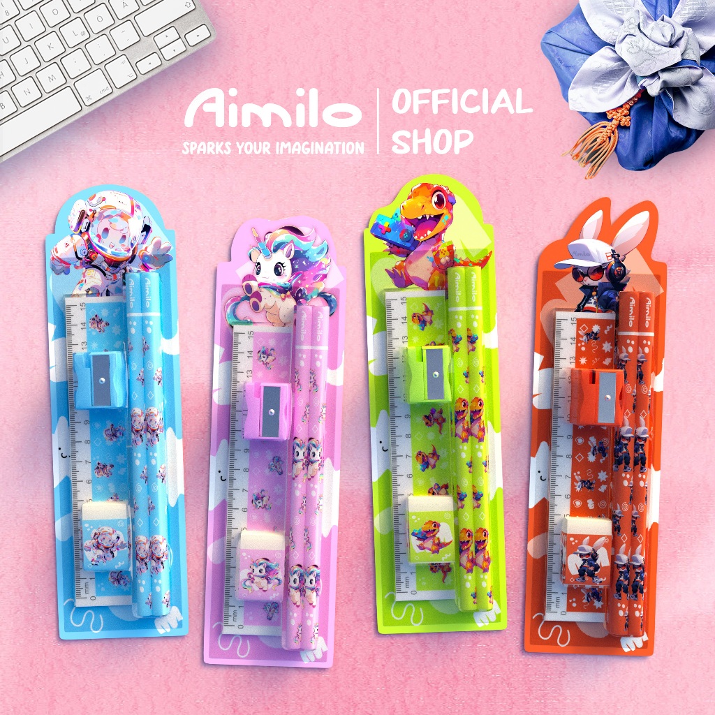 Jual [READY] Aimilo Pensil Set Anak 5in1 Set Alat Tulis Pensil Lucu Dan ...