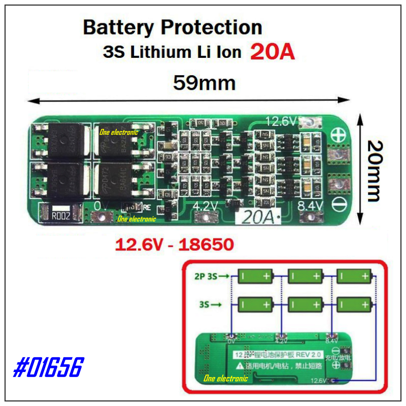 Jual BMS 3S 20A Li-ion lithium battery 18650 Charger Battery protection ...