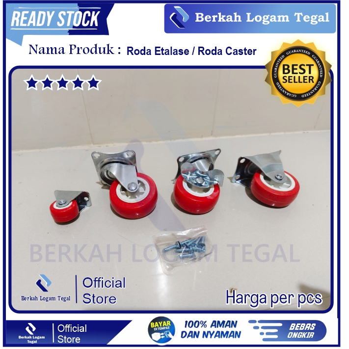 Jual Roda caster / roda etalase PVC roda lemari 2 inch & 1 inch roda ...
