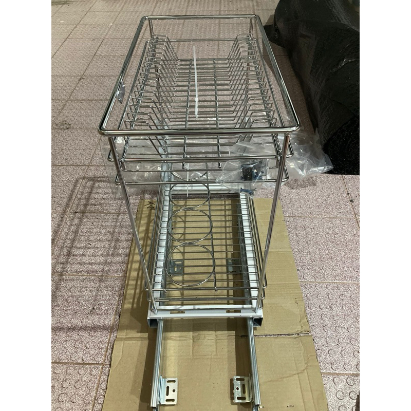 Jual rak piring botol bumbu 2 susun lemari kitchen set tarik dengan ...