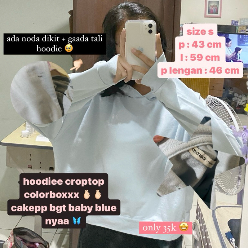 Jual [PRELOVED] hoodie baby blue colorbox | Shopee Indonesia