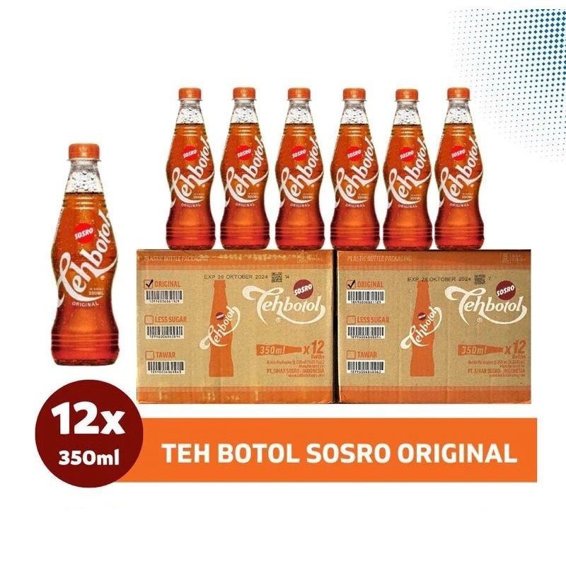 Jual Teh Botol Sosro PET/TBE Original 350 ml (harga 1 DUS isi 12 pcs) | Shopee Indonesia