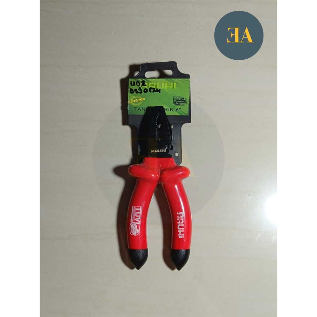 Jual Tang Listrik Kombinai 6 Inch / Tang Listrik 6" / Tang Merah Aruki ...