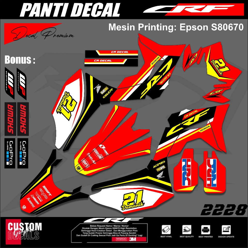 Jual STICKER [NEW] DECAL SUPERMOTO VARIASI MOTOR CRF 150 L FULL BODY ...