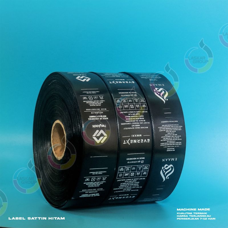 Jual label satin hitam 160 meter, label satin, label merk, label baju ...