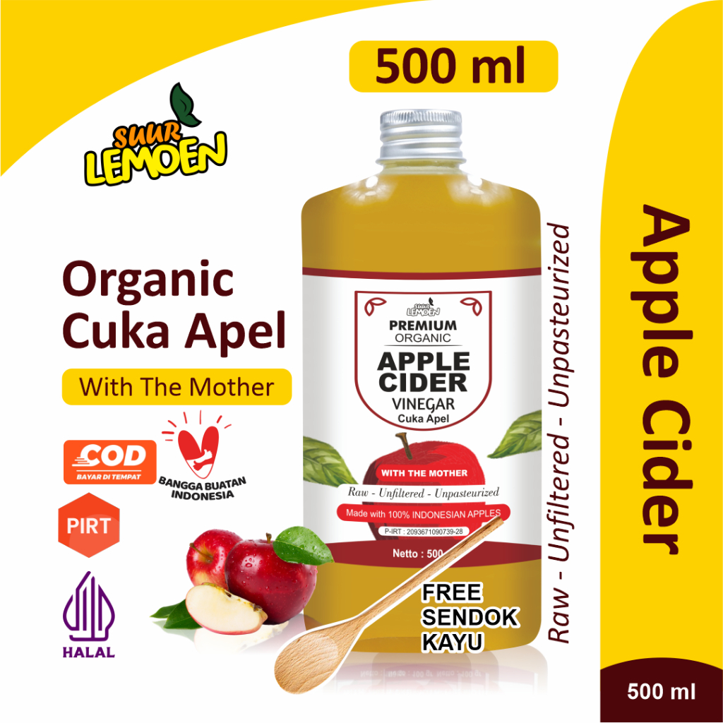 Jual CUKA APEL Apple Cider Vinegar | 250 ml - 500 ml Premium CUKA APEL ...